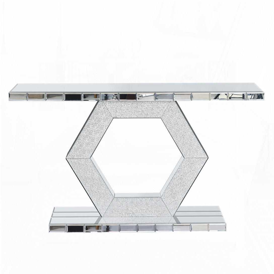 Mercer41 Silver Mirrored Console Table with Silver Base | Wayfair