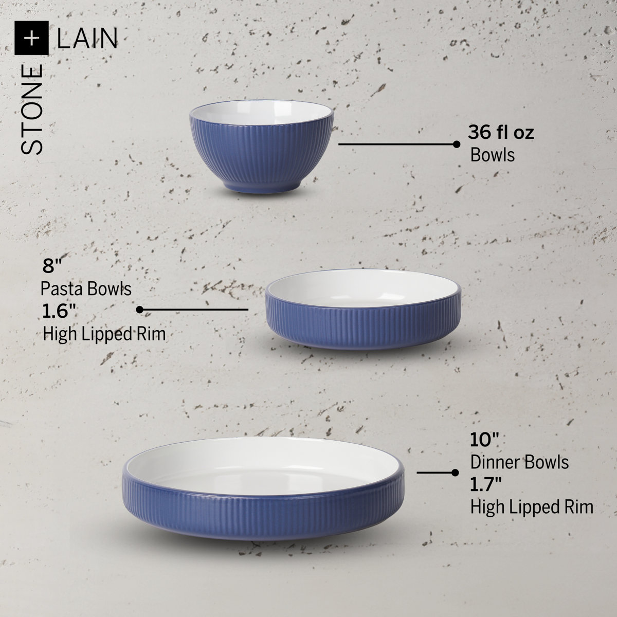 Christian Siriano Larosso 12-Piece Dinnerware Set with Dinner Bowls and ...