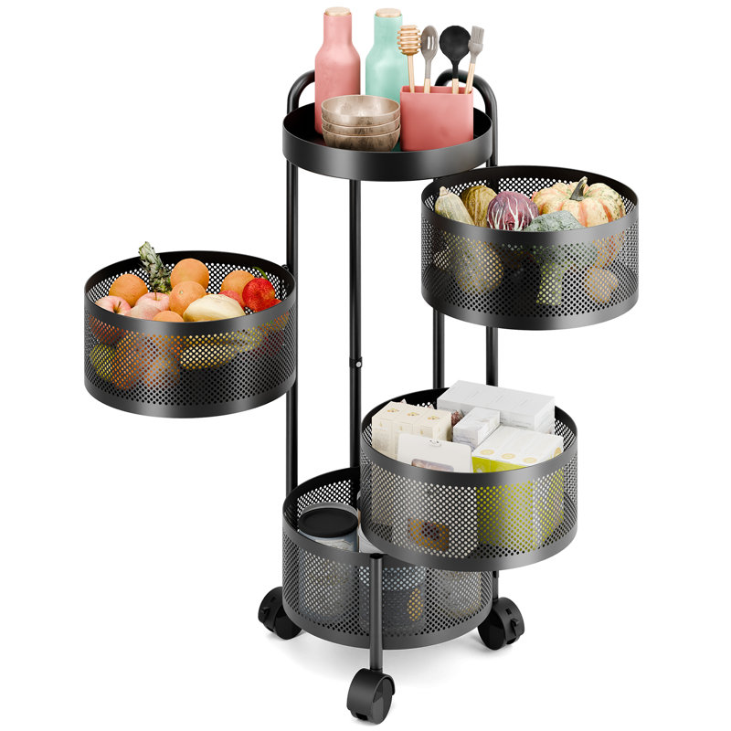 17 Stories Rotating Trolley,Kitchen Storage Shelves, Storage Organizer ...