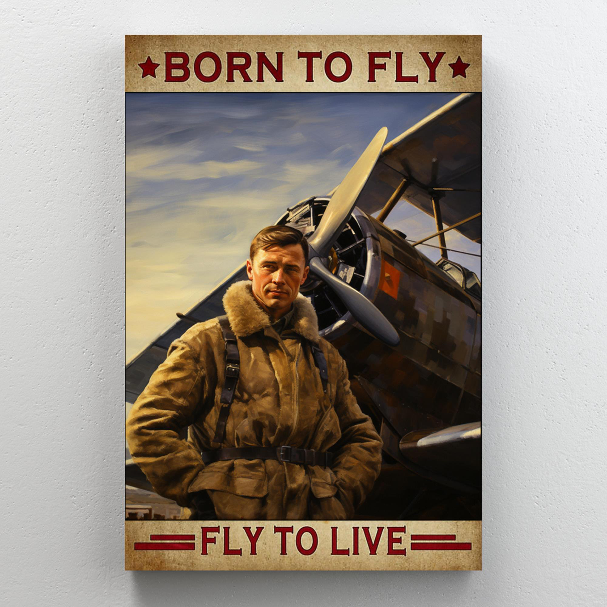 Trinx Pilot Born To Fly Fly To Live - 1 Piece Rectangle Graphic Art ...