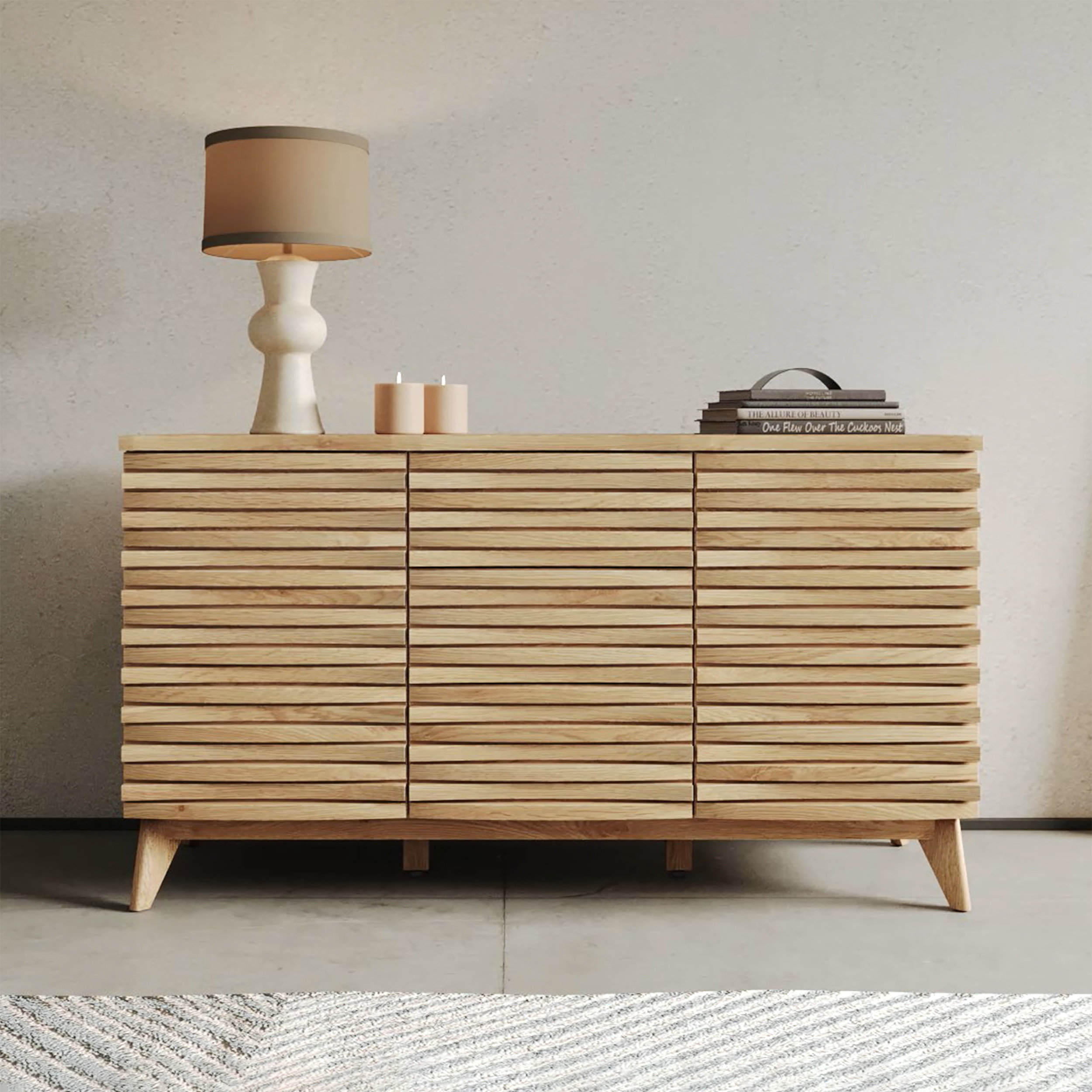 Corrigan Studio Mamtha 55.75" Wide Oak Effect Sideboard with Adjustable ...