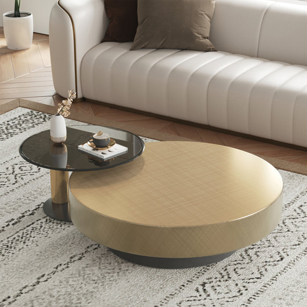 Everly Quinn Coleon Luxurious Bronze Nesting Coffee Table with Storage ...