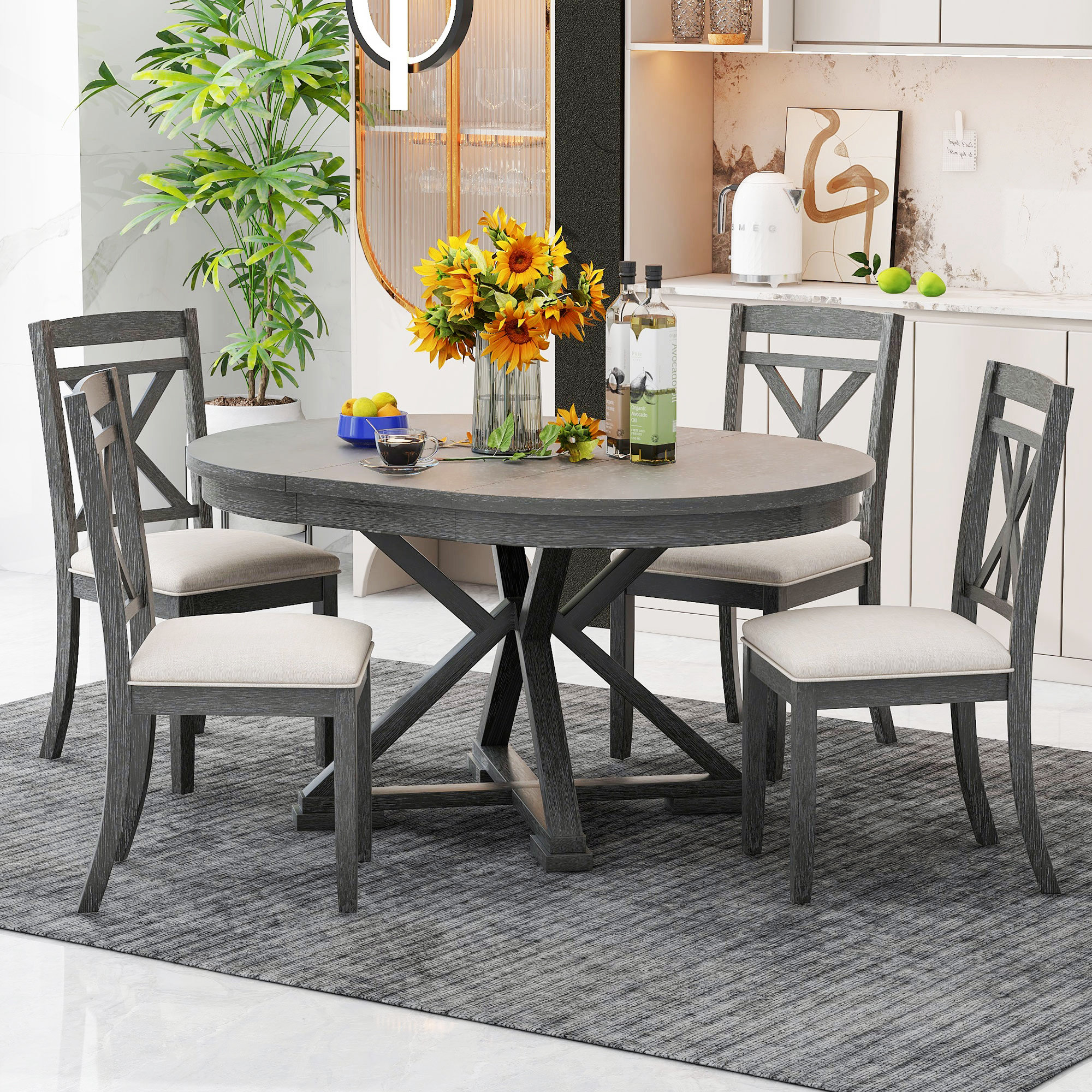 Lark Manor™ Sieglinde 5-Piece Retro Functional Dining Table Set ...