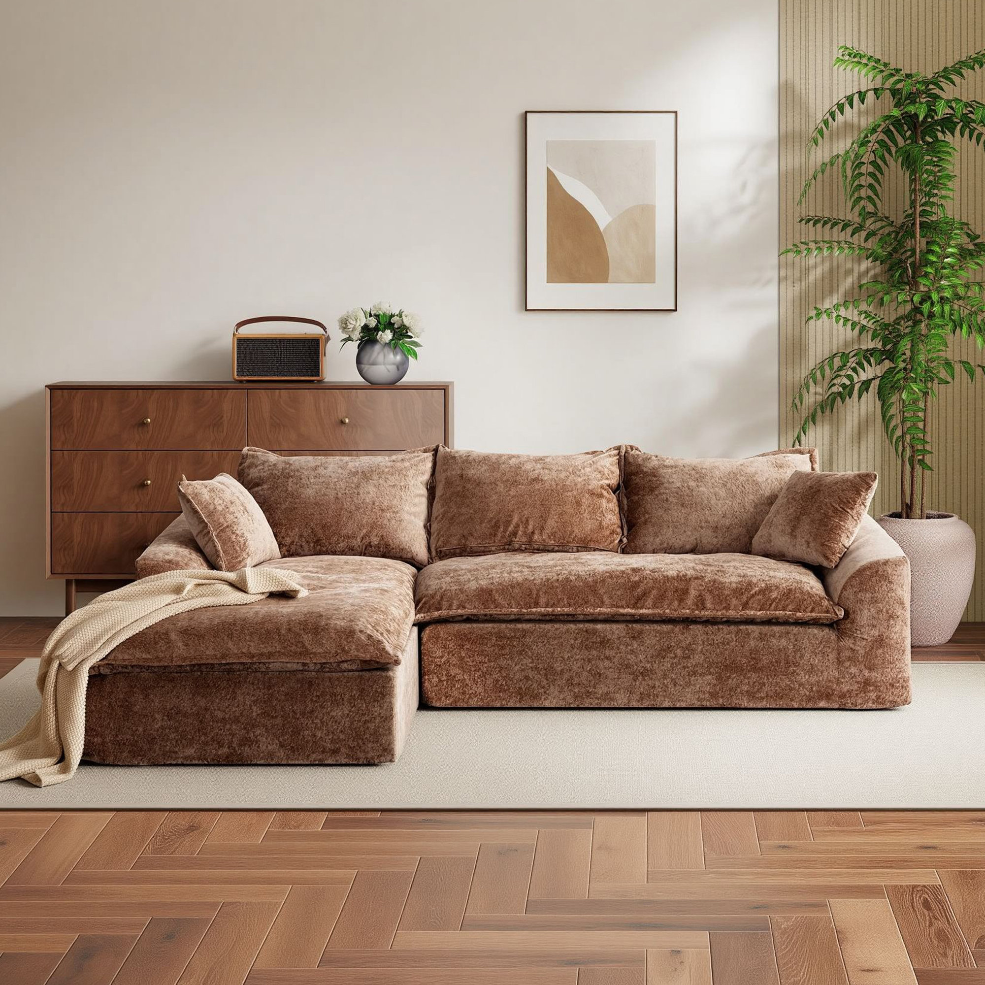 Latitude Run® 107.5-Inch Cloud Modular Sofa Set, Living Room Bone-Free ...