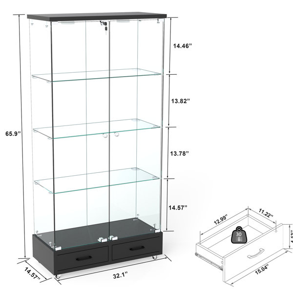 Ivy Bronx White Tempered Glass Storage Case With 13 - Colour Led, 2 ...