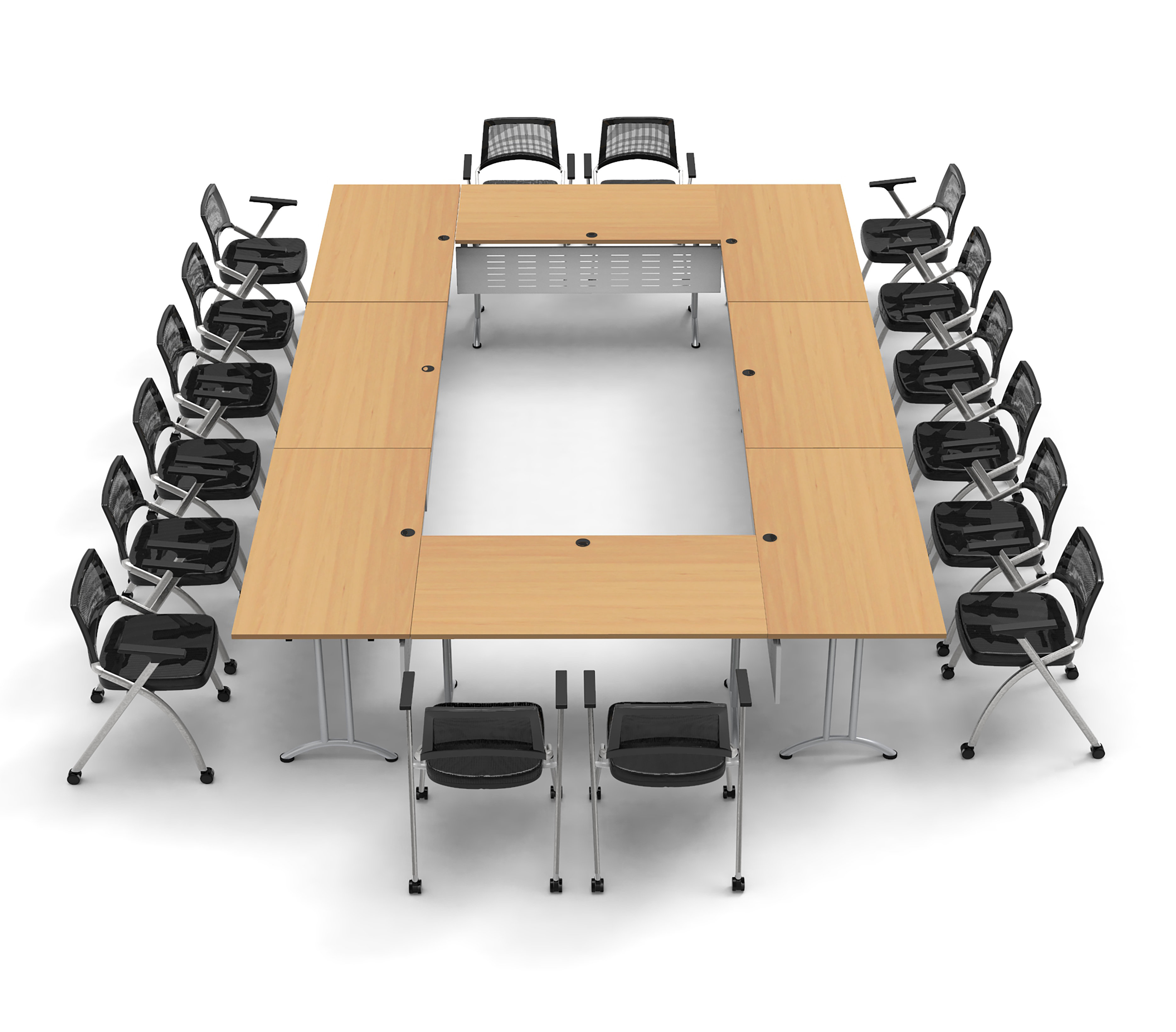 TeamWORK Tables 16 Person Training Meeting Seminar Tables with Modesty ...