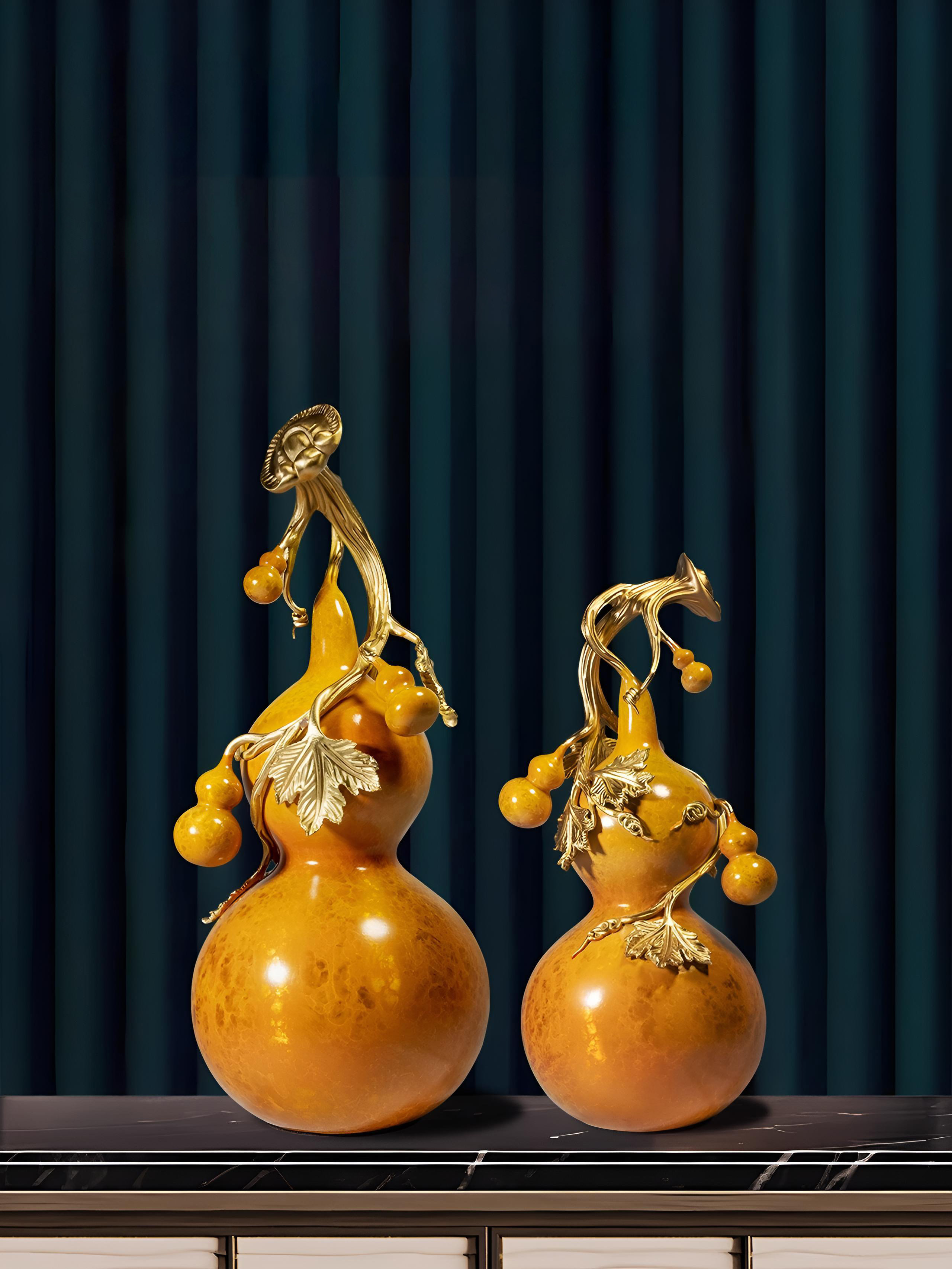 longxinlong Solid Copper Gourd Ornament: Home Decor Accent For Living ...