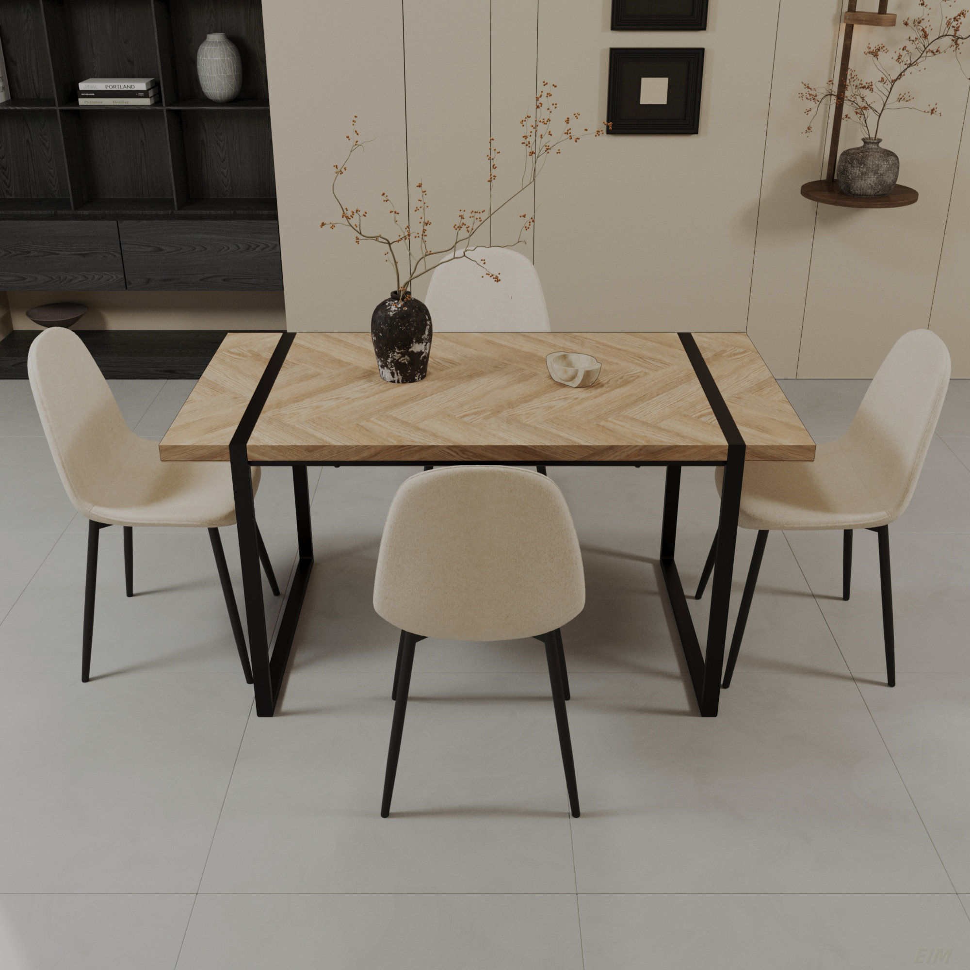 Corrigan Studio MDF Light Wood Dining Table And Modern Dining Chair Set ...