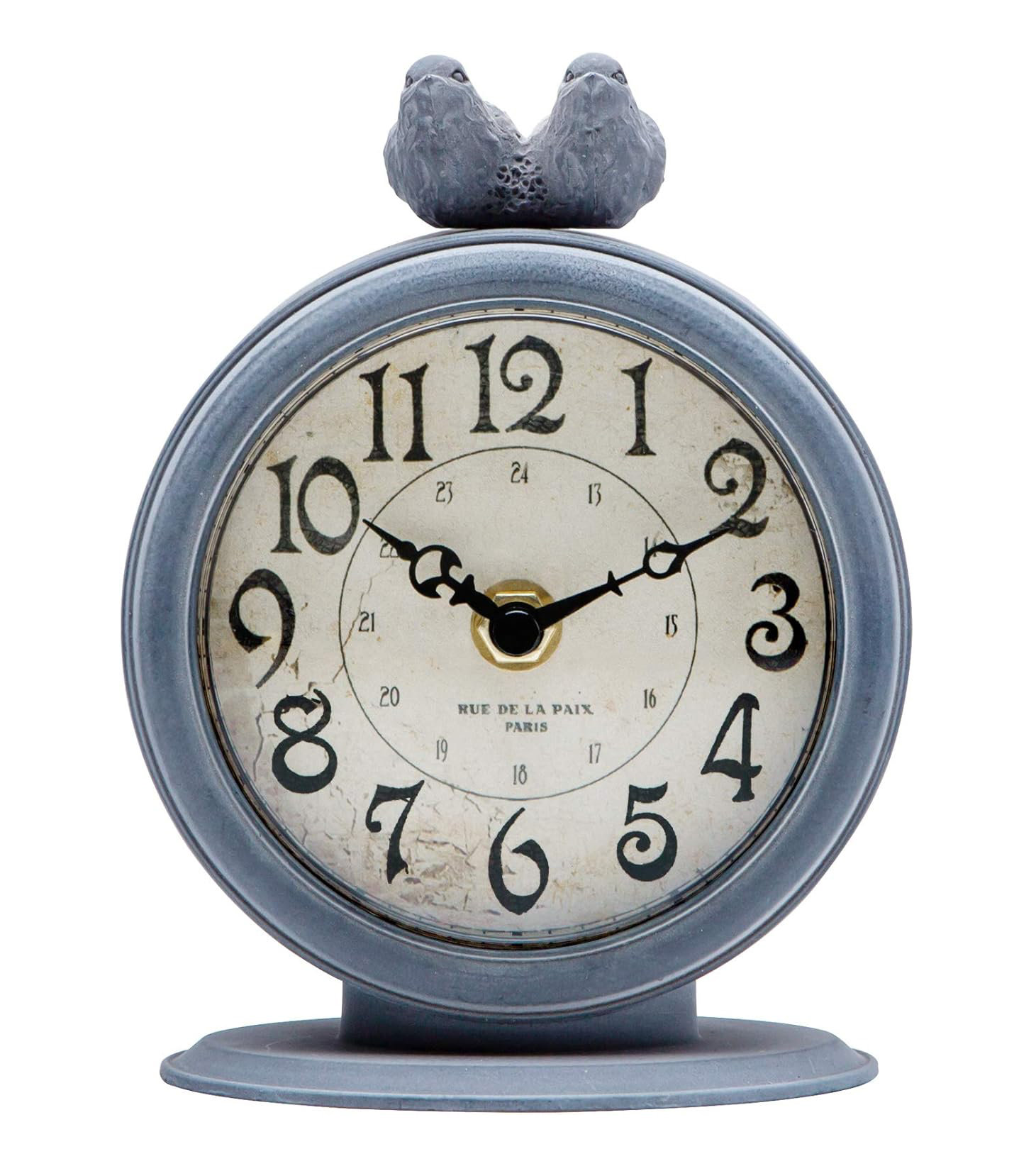Rosalind Wheeler Shabby Elegance Pewter Round Quartz Table Clock | Wayfair