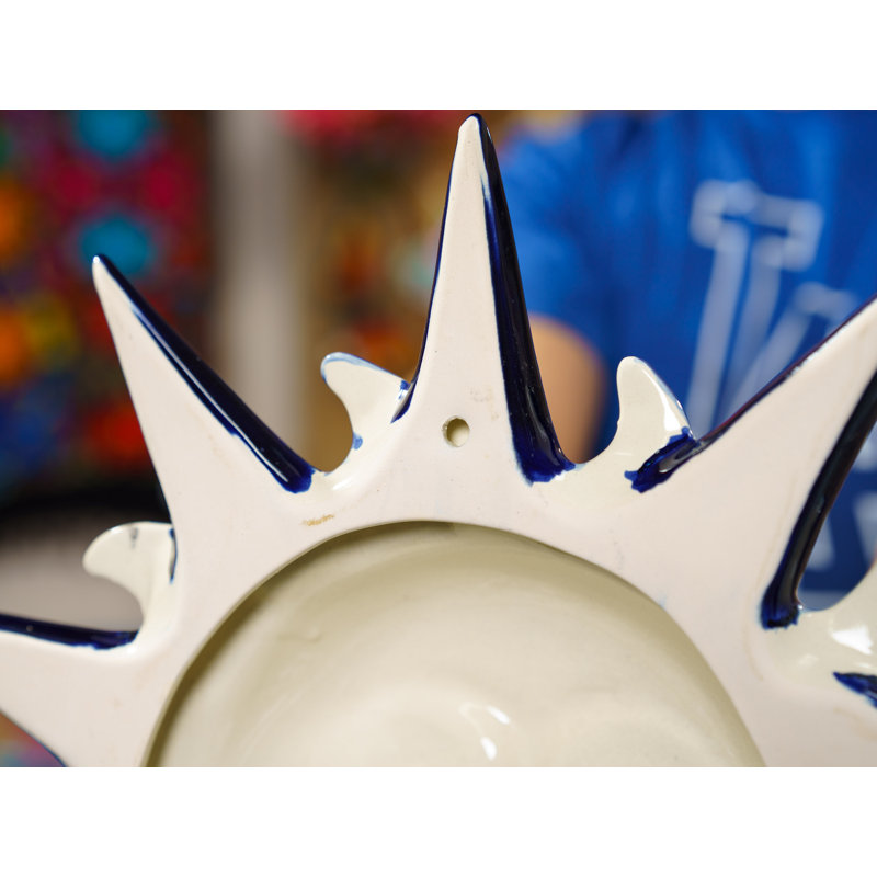 Bungalow Rose Devynne Mexican Talavera Pottery Sun Face Wall Art Garden ...