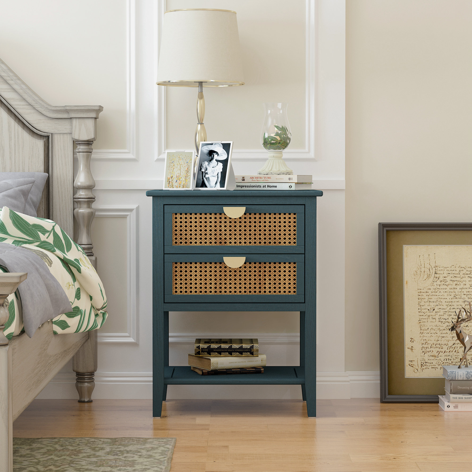 Bay Isle Home™ Ossian 2 Drawer Side table,Naturel Rattan,End table ...