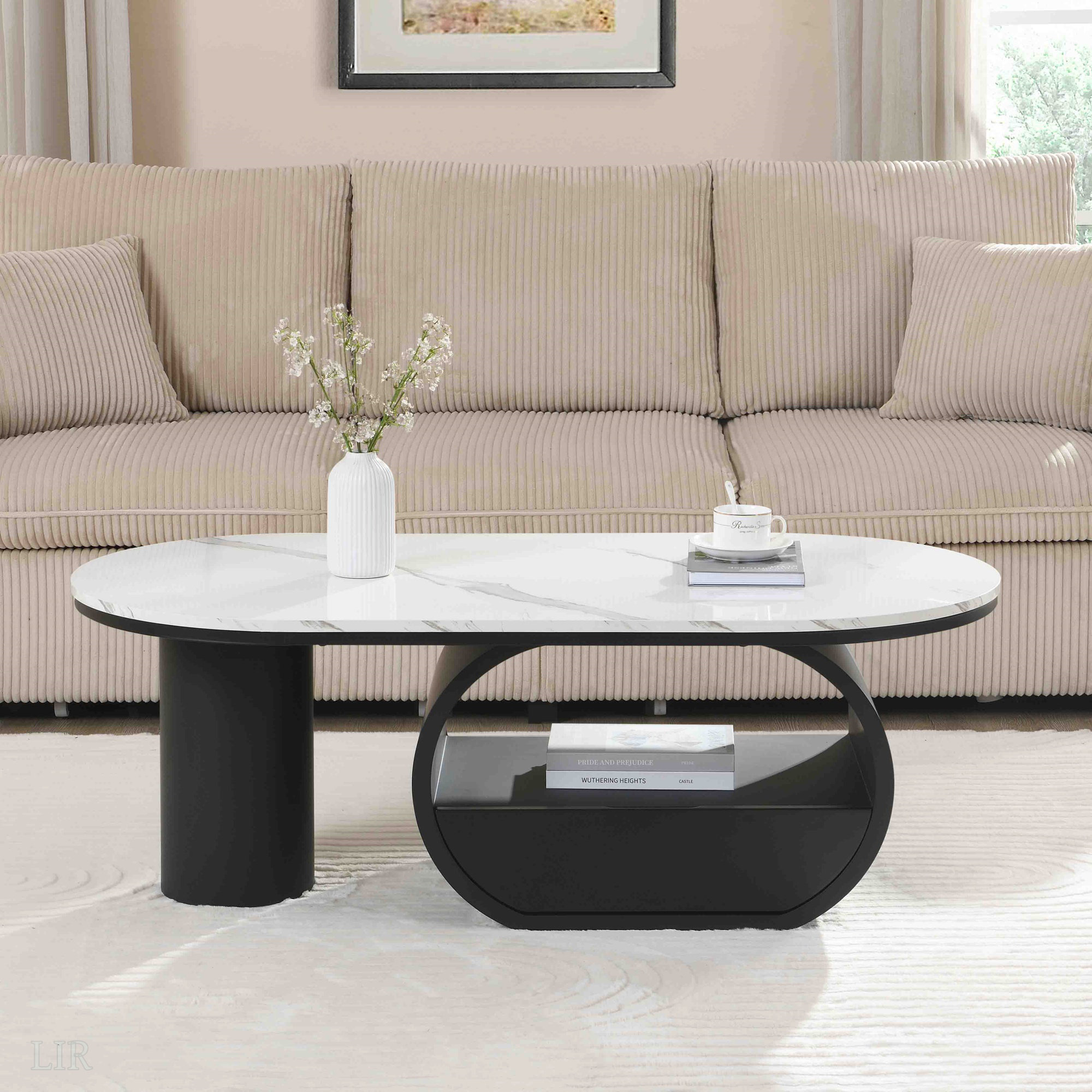 Orren Ellis Modern Oval Coffee Table, 47.24'' Coffee Table With Storage ...