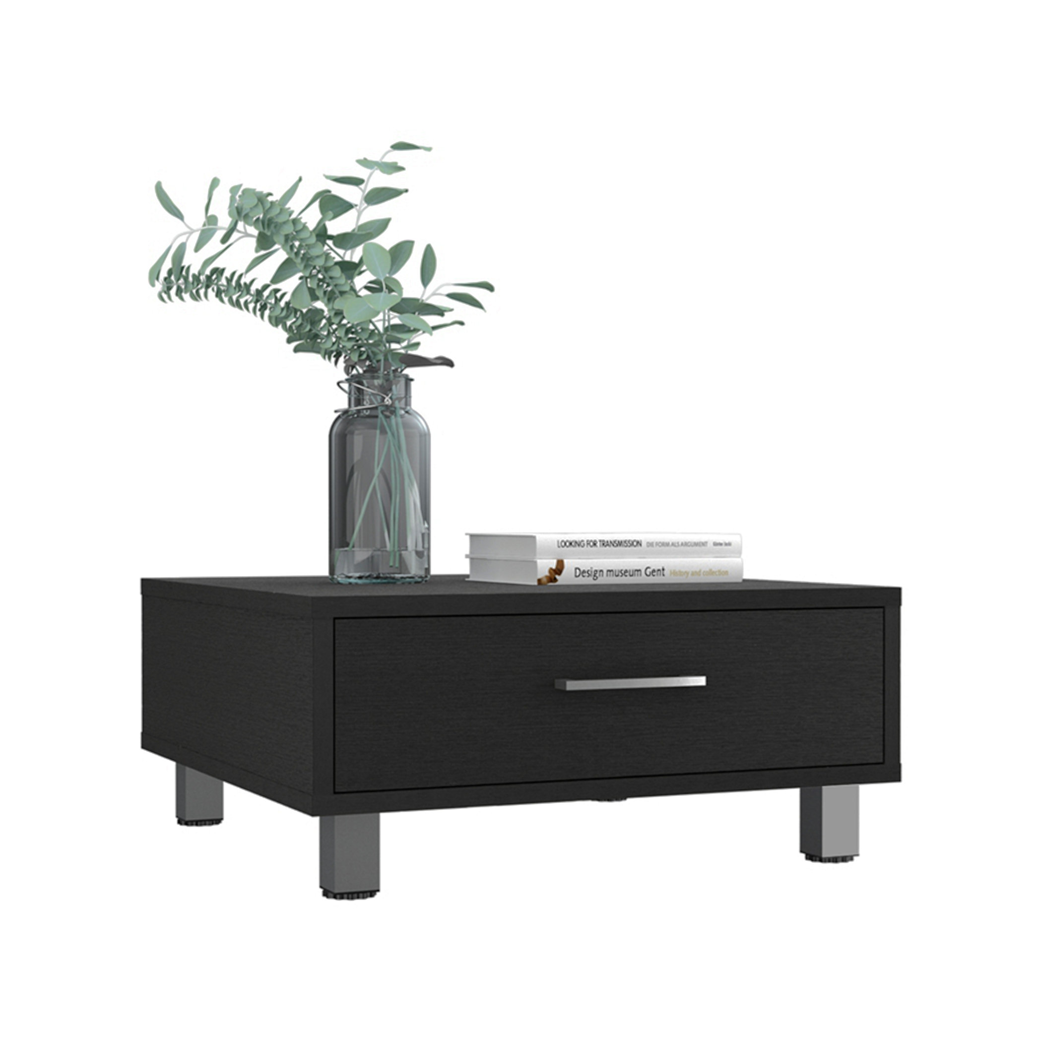 Ebern Designs Coffee Table, One Drawer, Four Legs, Black | Wayfair