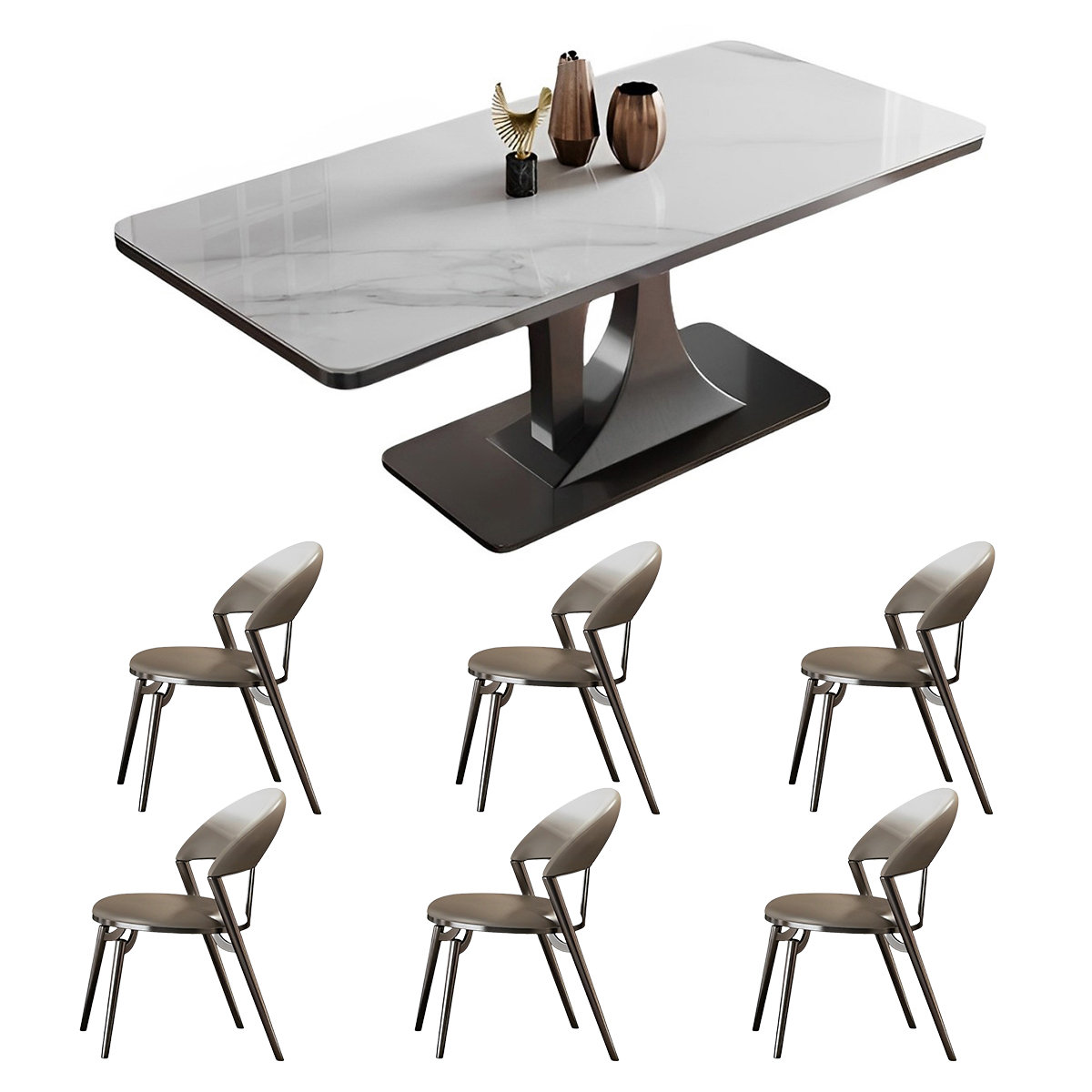Pakloer Rectangular rock plate dining table and chair set | Wayfair