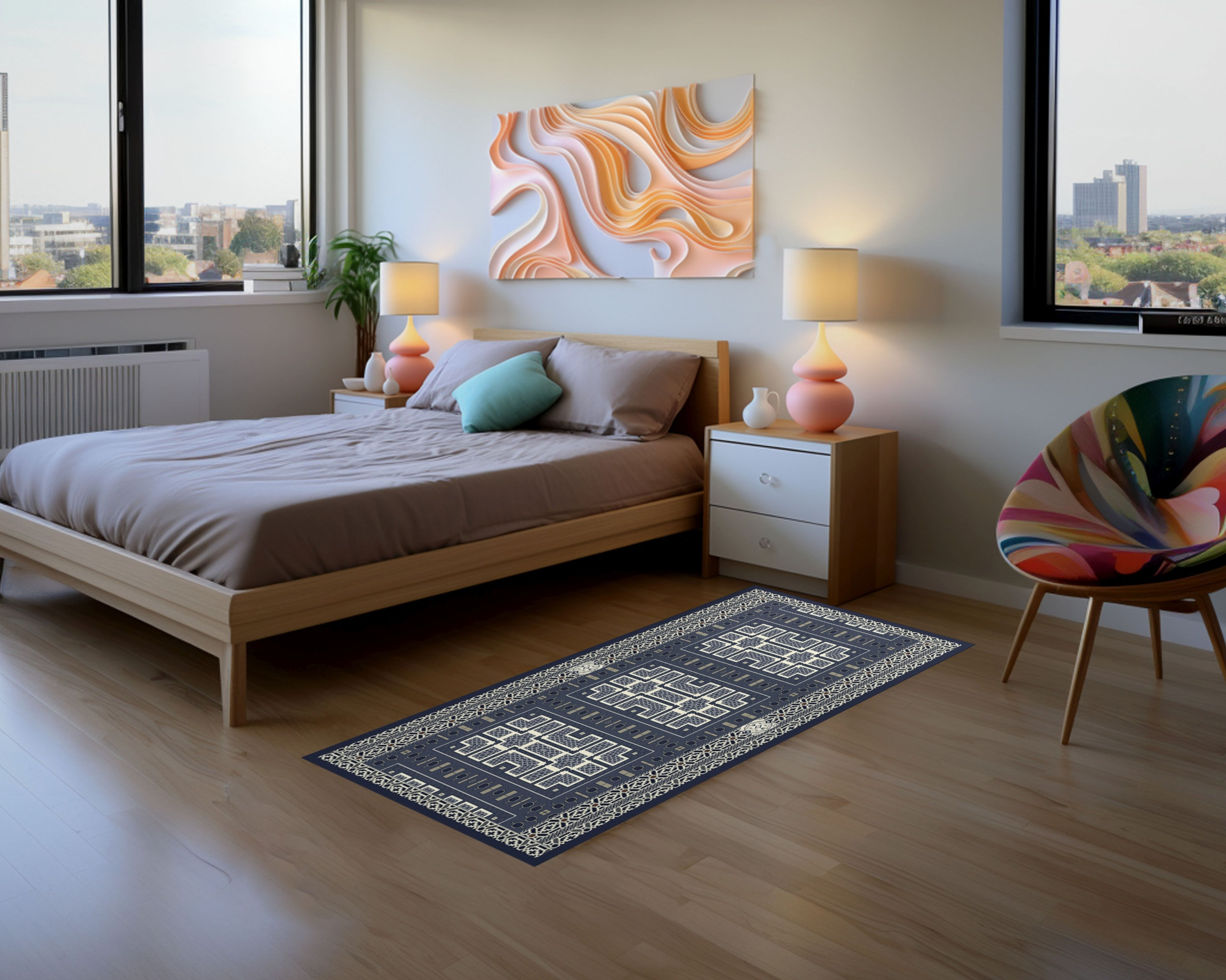 Red Barrel Studio Dark And Gray Abstract Geometry Dornier Rug 63x35 ...