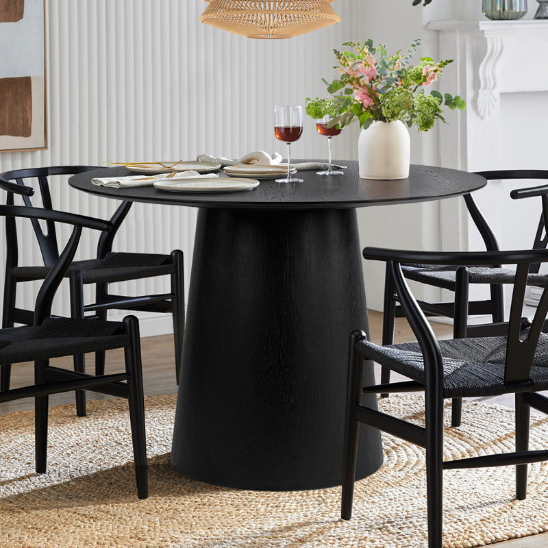 George Oliver Lanieya 42" Solid Oak Round Pedestal Dining Table ...