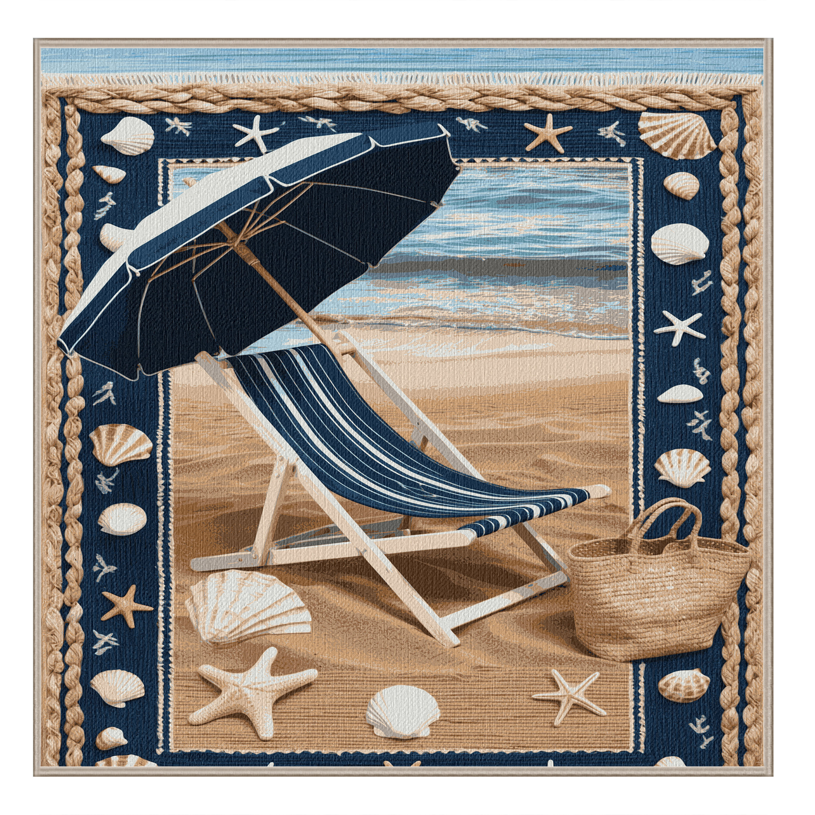 Rosecliff Heights Washable Beach Chair Scene Coastal Area Rug | Wayfair