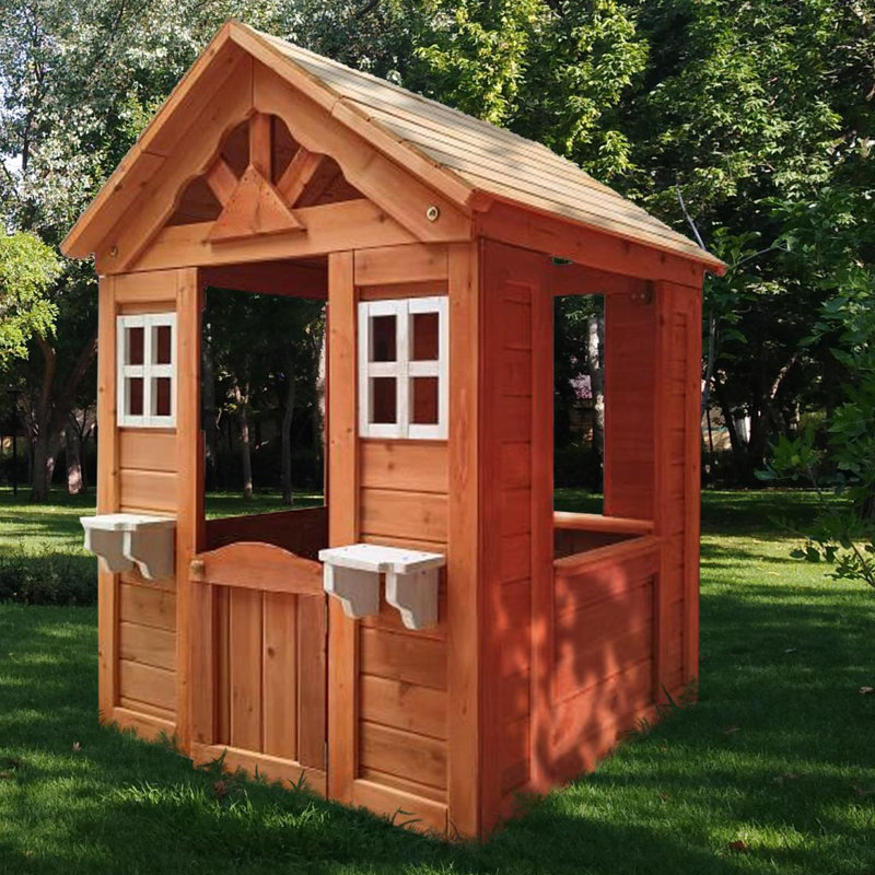 APERIL 4' x 4' Outdoor Solid Wood Playhouse | Wayfair