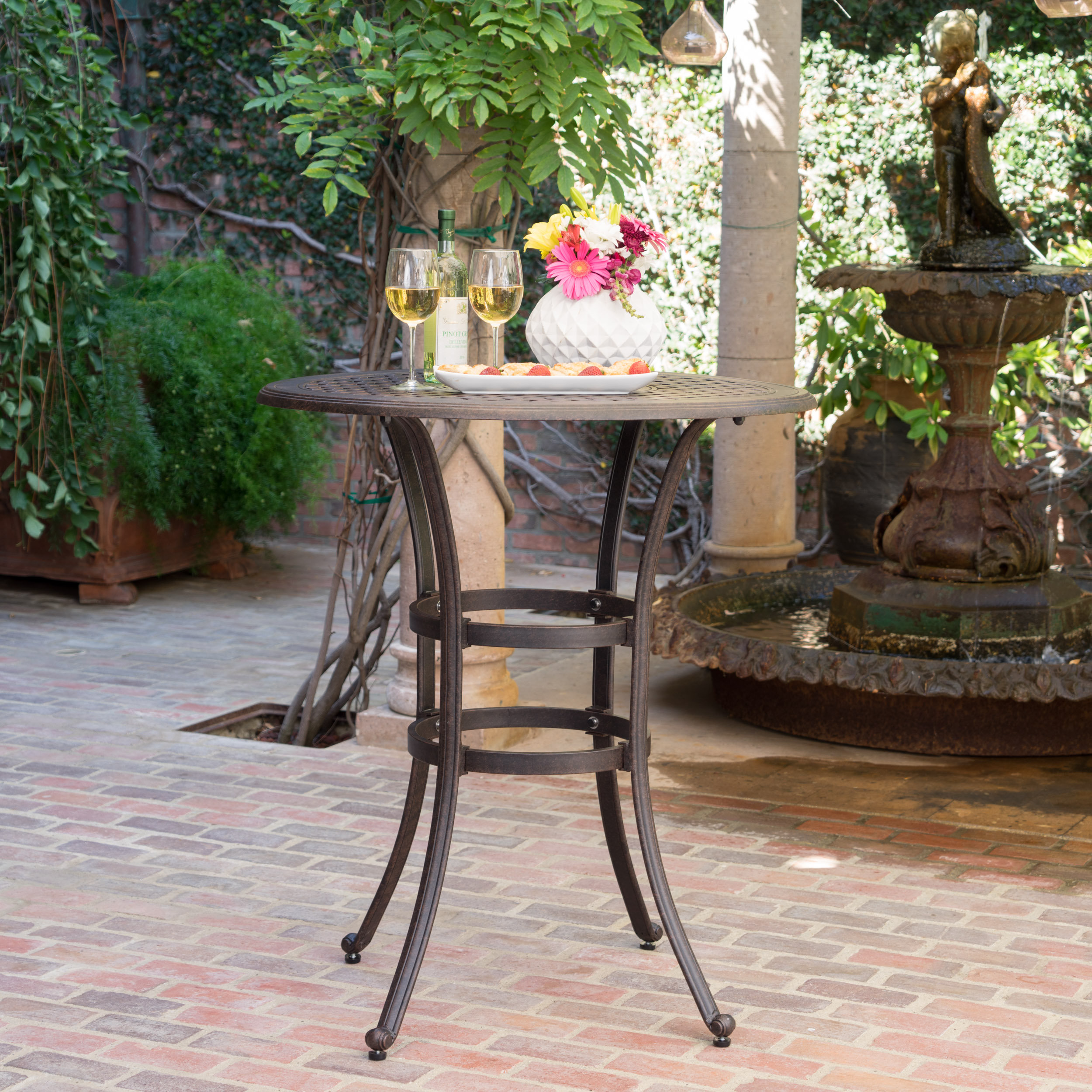 Latitude Run® Cast Aluminum Bar Table with Weather-Resistant Design ...