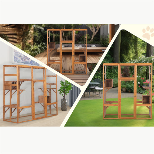 Tucker Murphy Pet™ Elgina 70in Outdoor Cat House, Cage Walk in Cat ...