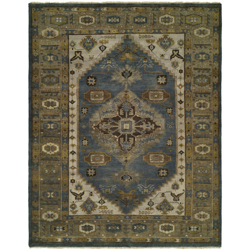 Madison Couture Rugs Mccarville Wool Oriental Area Rug in Slate Blue ...