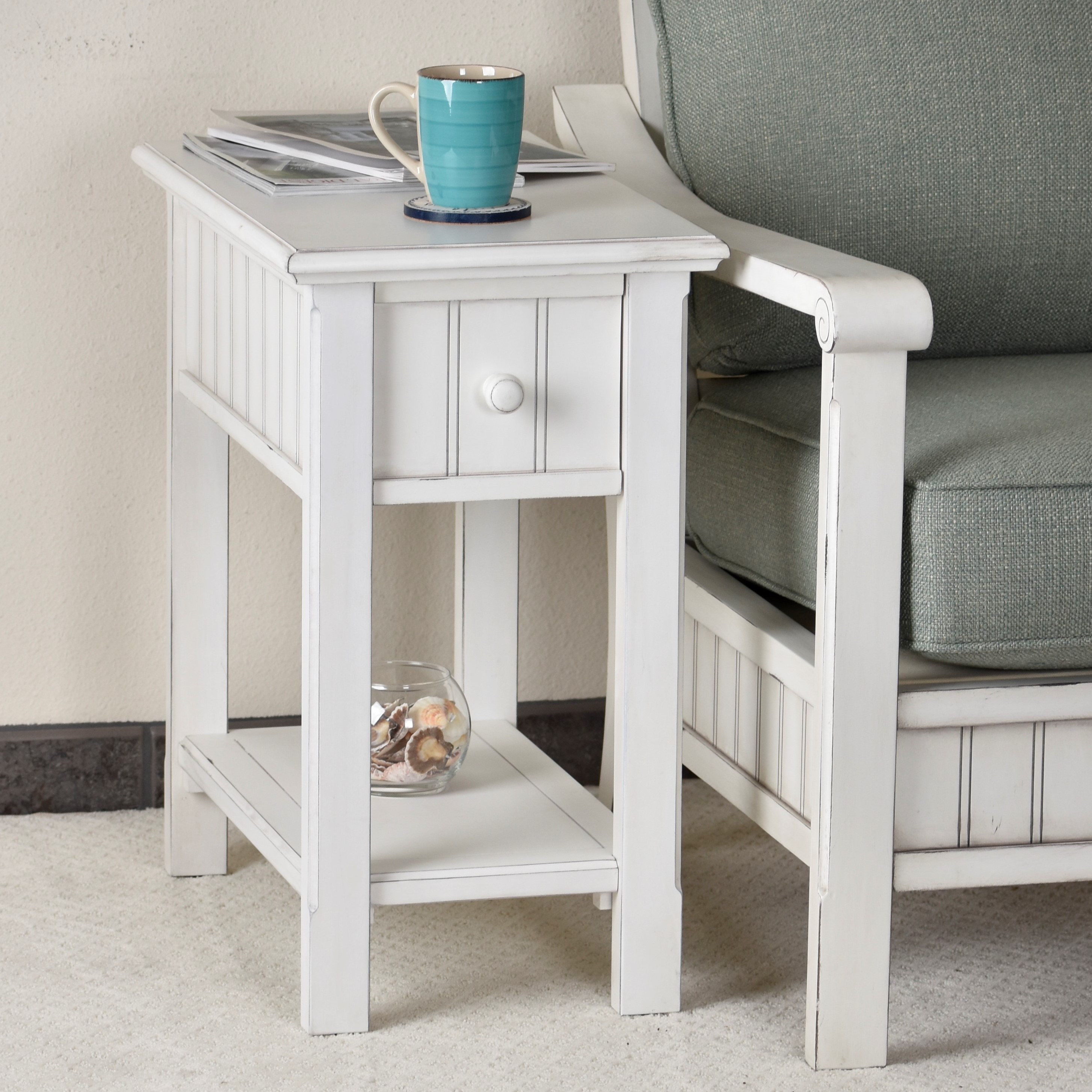 Highland Dunes Kolya Coastal White Solid Wood Chairside End Table | Wayfair