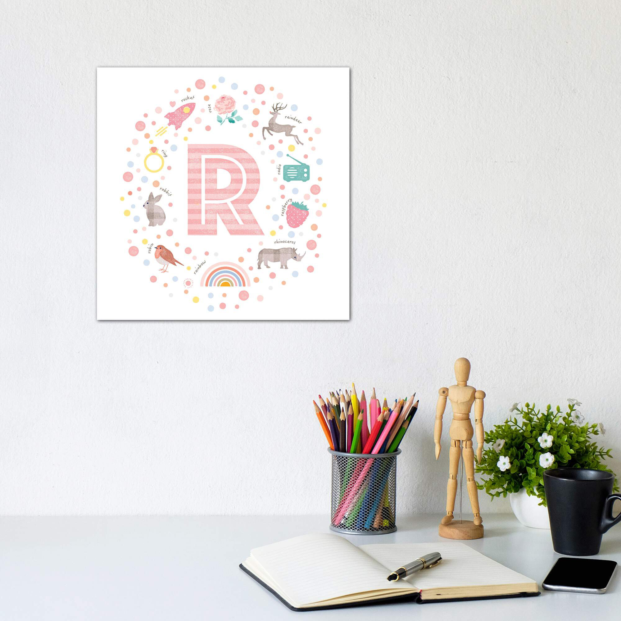 East Urban Home Illustrated Letter R Pink - Print | Wayfair