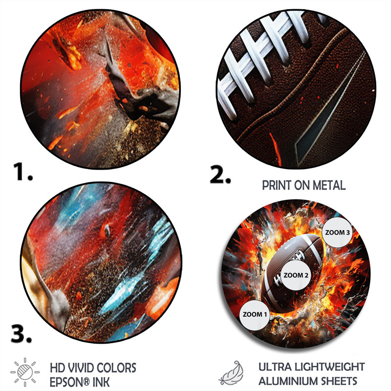 Lark Manor™ Red Football Explosive Ballon - Sports Round Metal Art ...