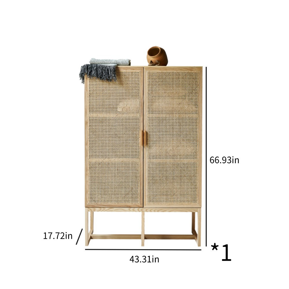 Atta Avenue Solid Wood Rattan Cabinet Door Accent Cabinet Armoire | Wayfair