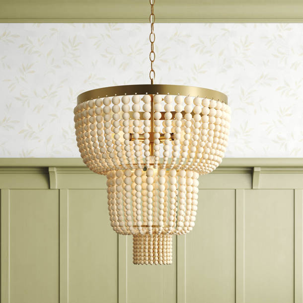 Langley Street Heald 4-Light Beads White/Brown Finish Dimmable Pendant ...
