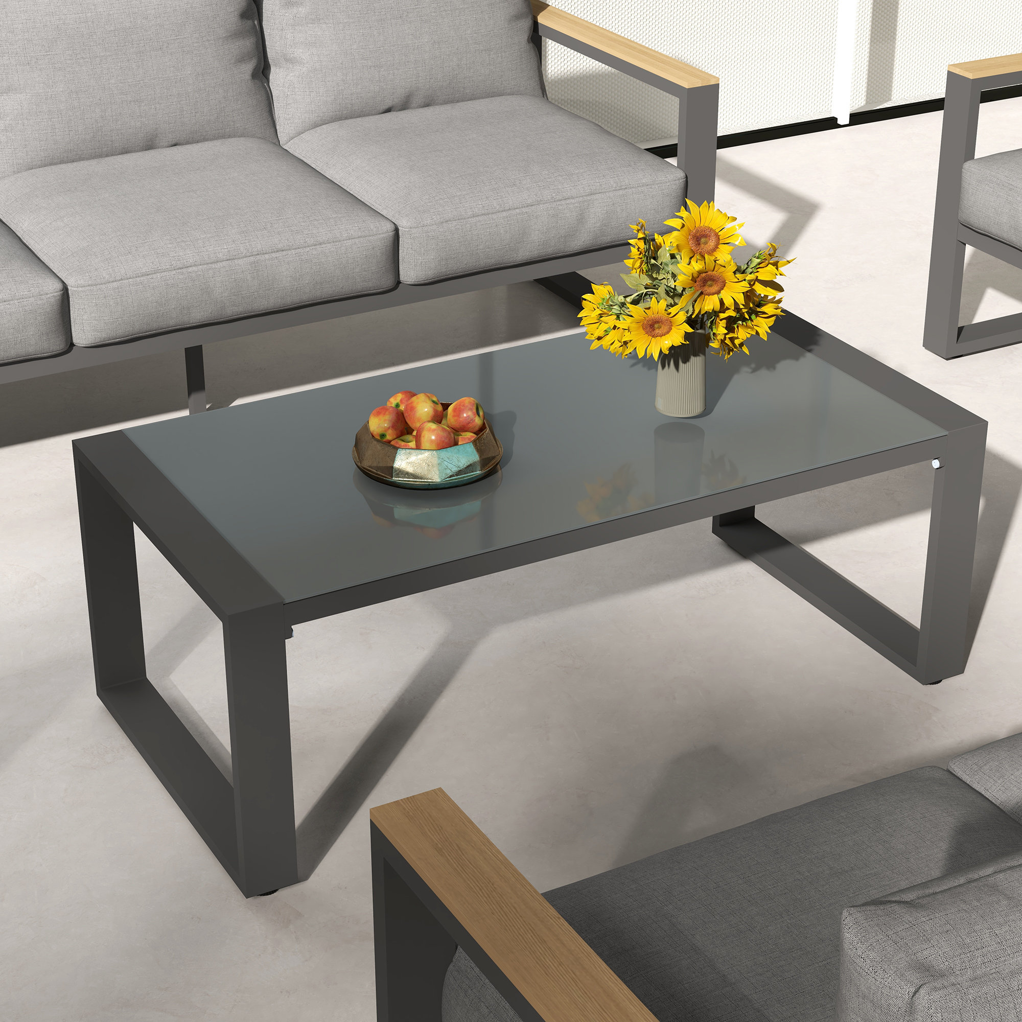Green4ever Brandtley Outdoor Aluminum Glass Table & Reviews | Wayfair.co.uk
