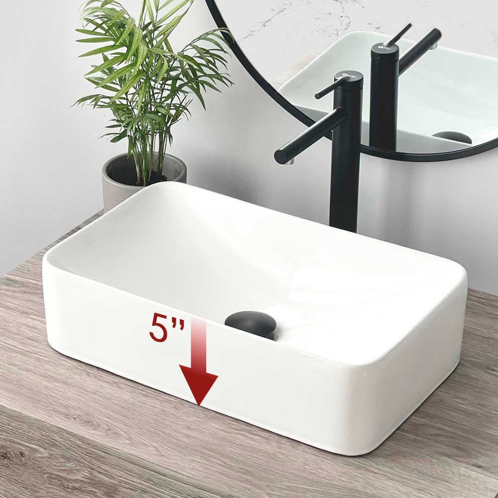 STYLISH Lavish 19"L White Rectangular Vessel Sink - Wayfair Canada