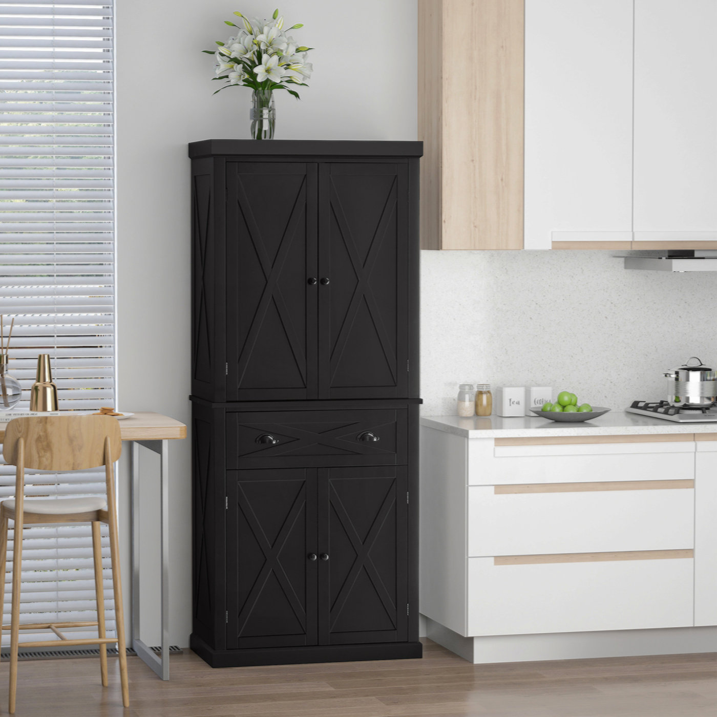 Breakwater Bay Alisandra Freestanding Modern 4 Door Kitchen Pantry ...