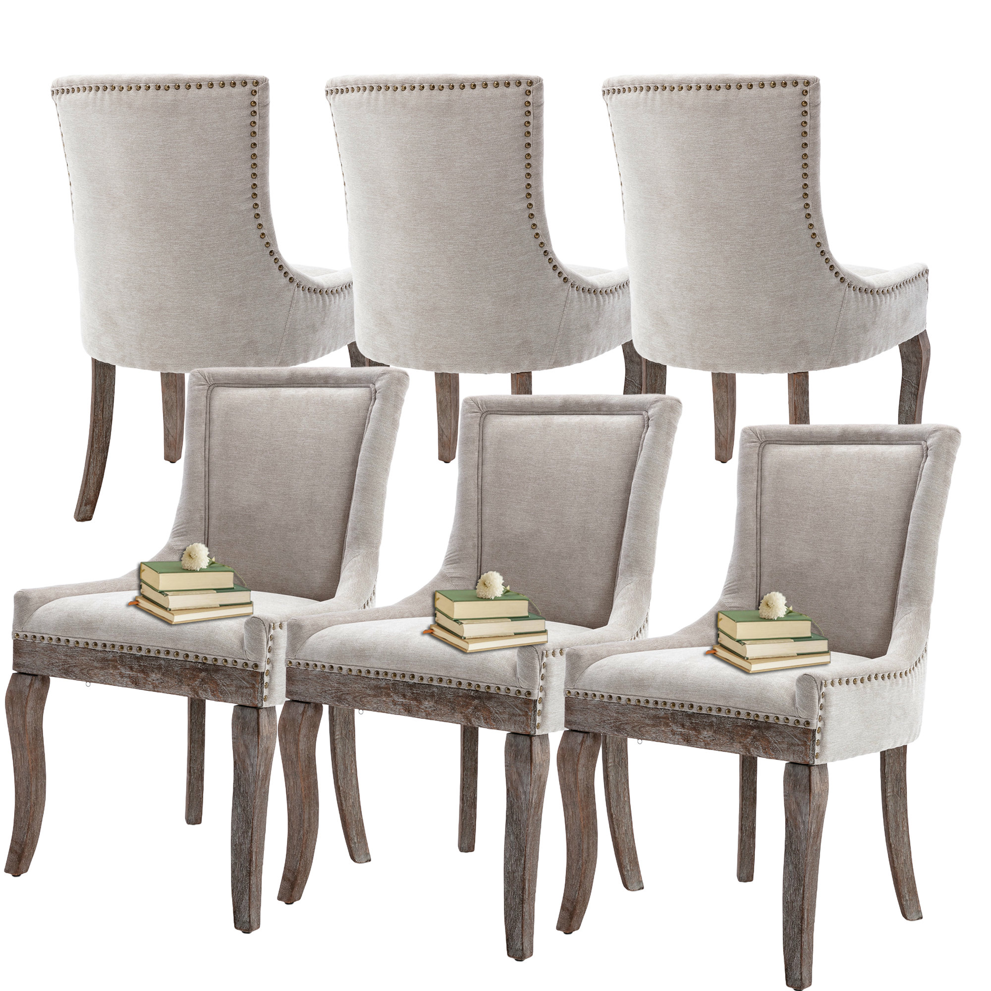 Red Barrel Studio® Square Wide Back Solid Wood Fabric Upholstered ...