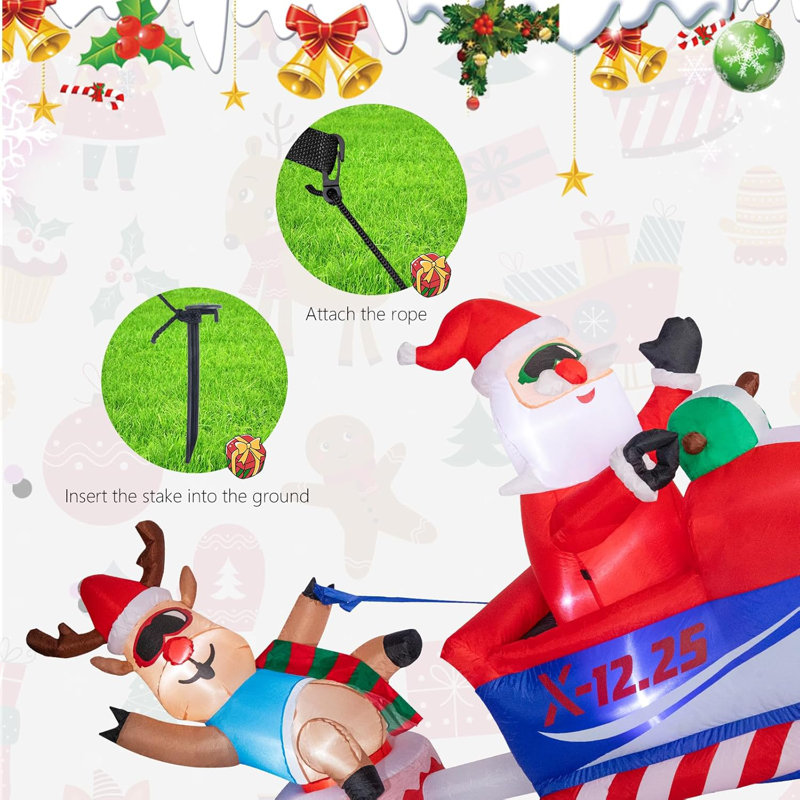 The Holiday Aisle® Christmas Inflatables-Snowmobile Santa Claus and ...