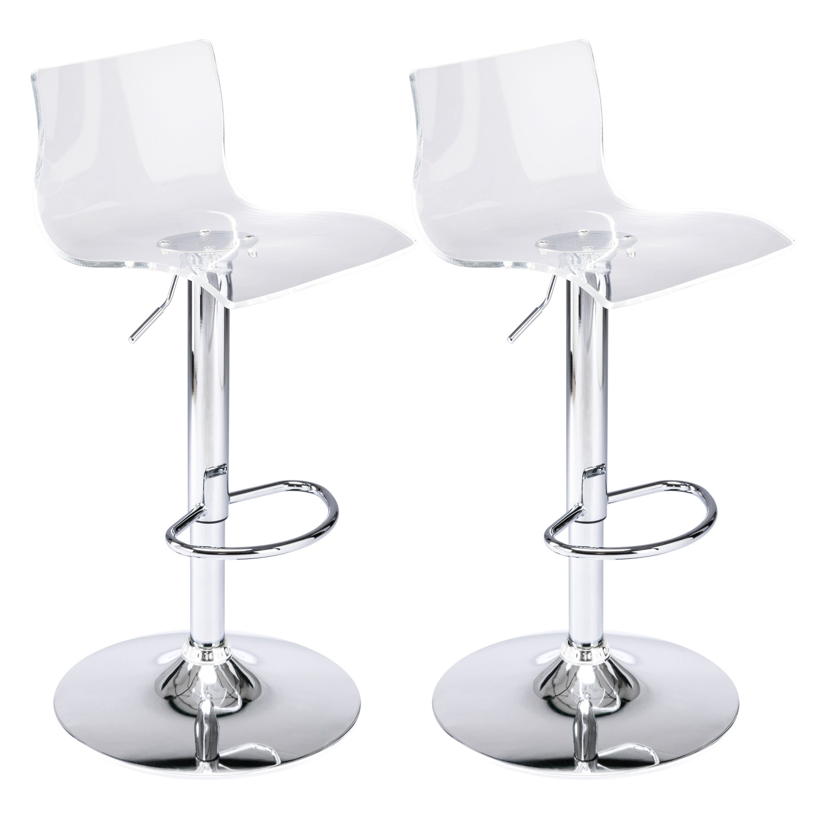 Ivy Bronx Crawley Acrylic Bar Stools With Mid Back, Set Of 2 ...