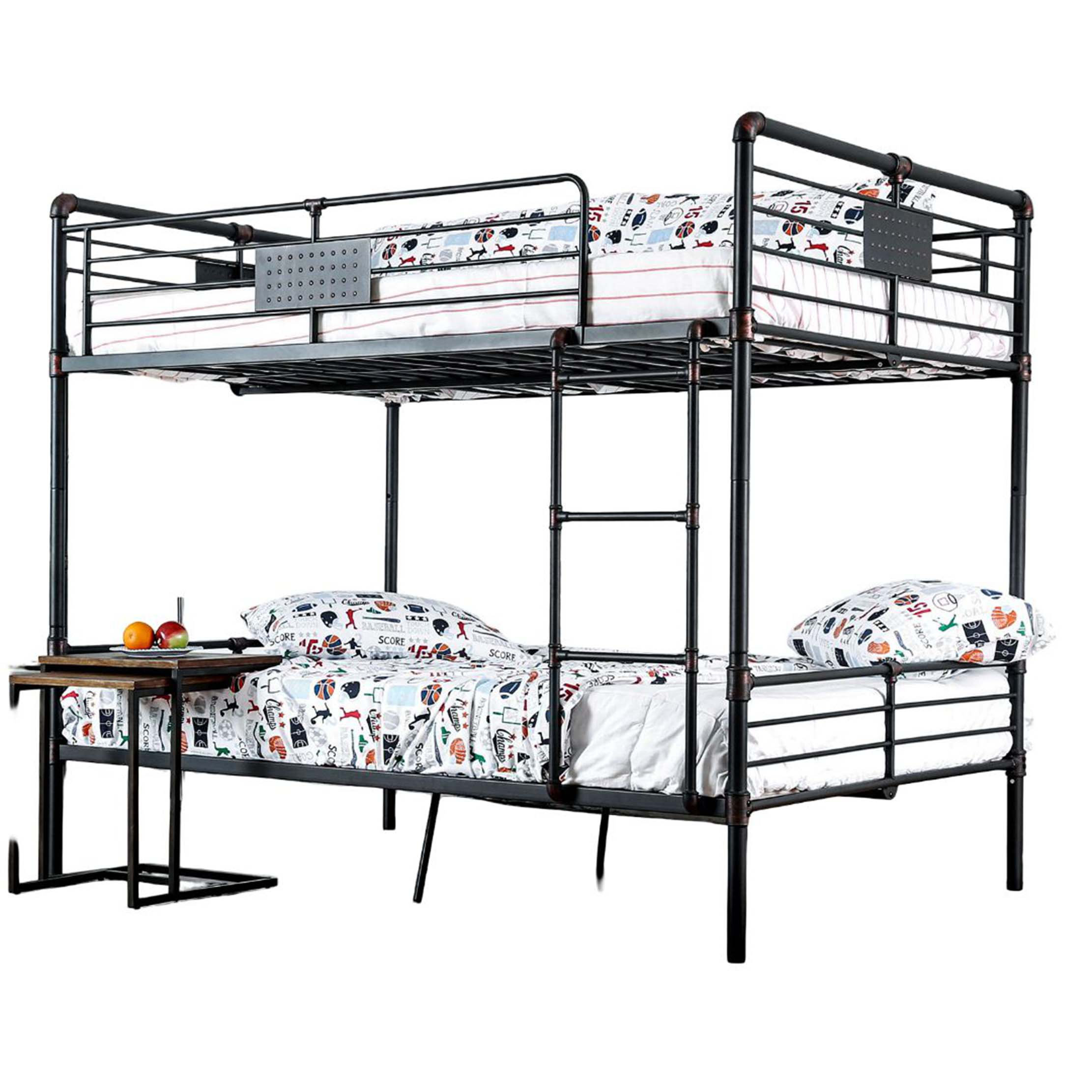 17 Stories Metal Bunk Bed Pipe Inspired Structure Upper Guard Rails ...