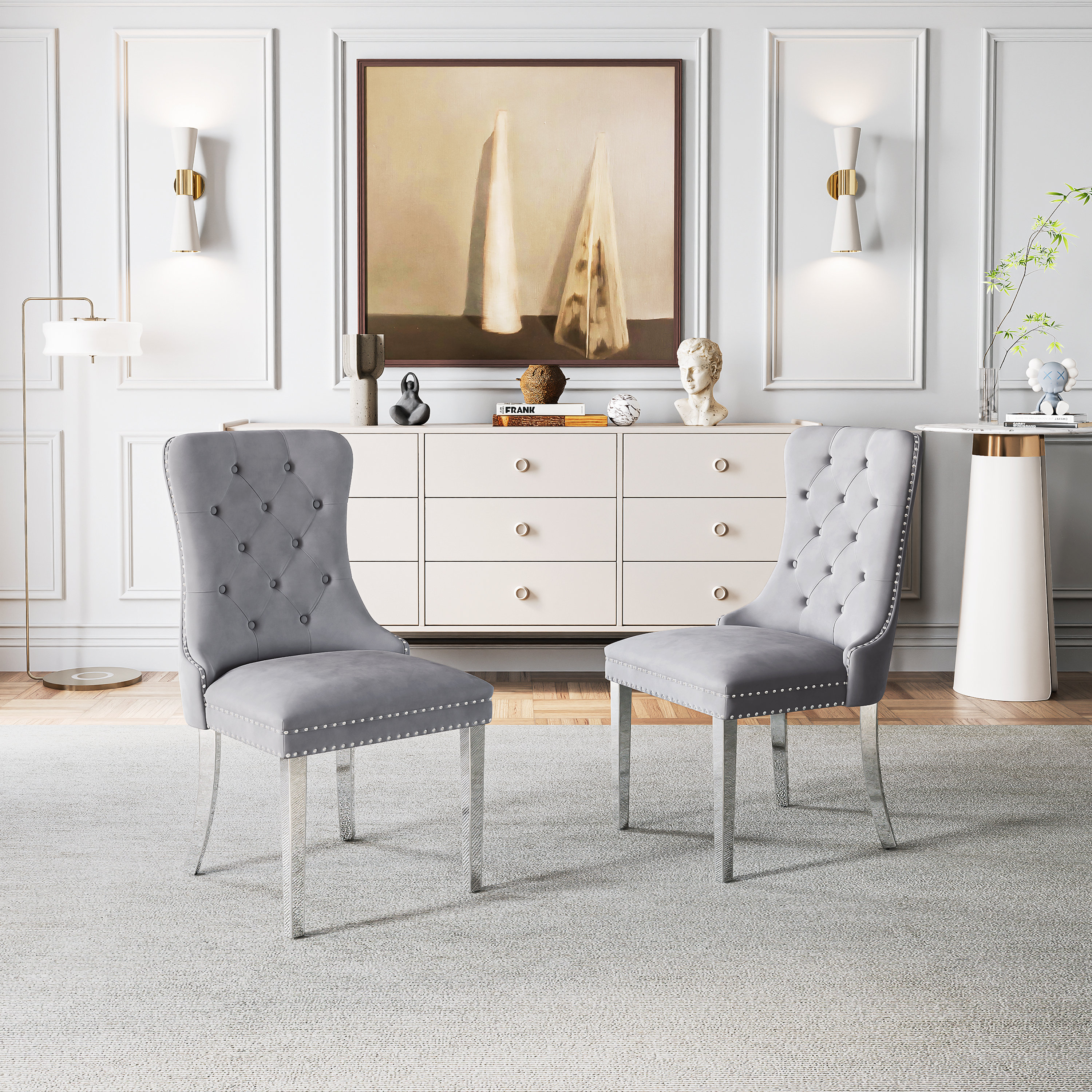 House of Hampton® Velvet Upholstered Wingback Dining Chair | Wayfair