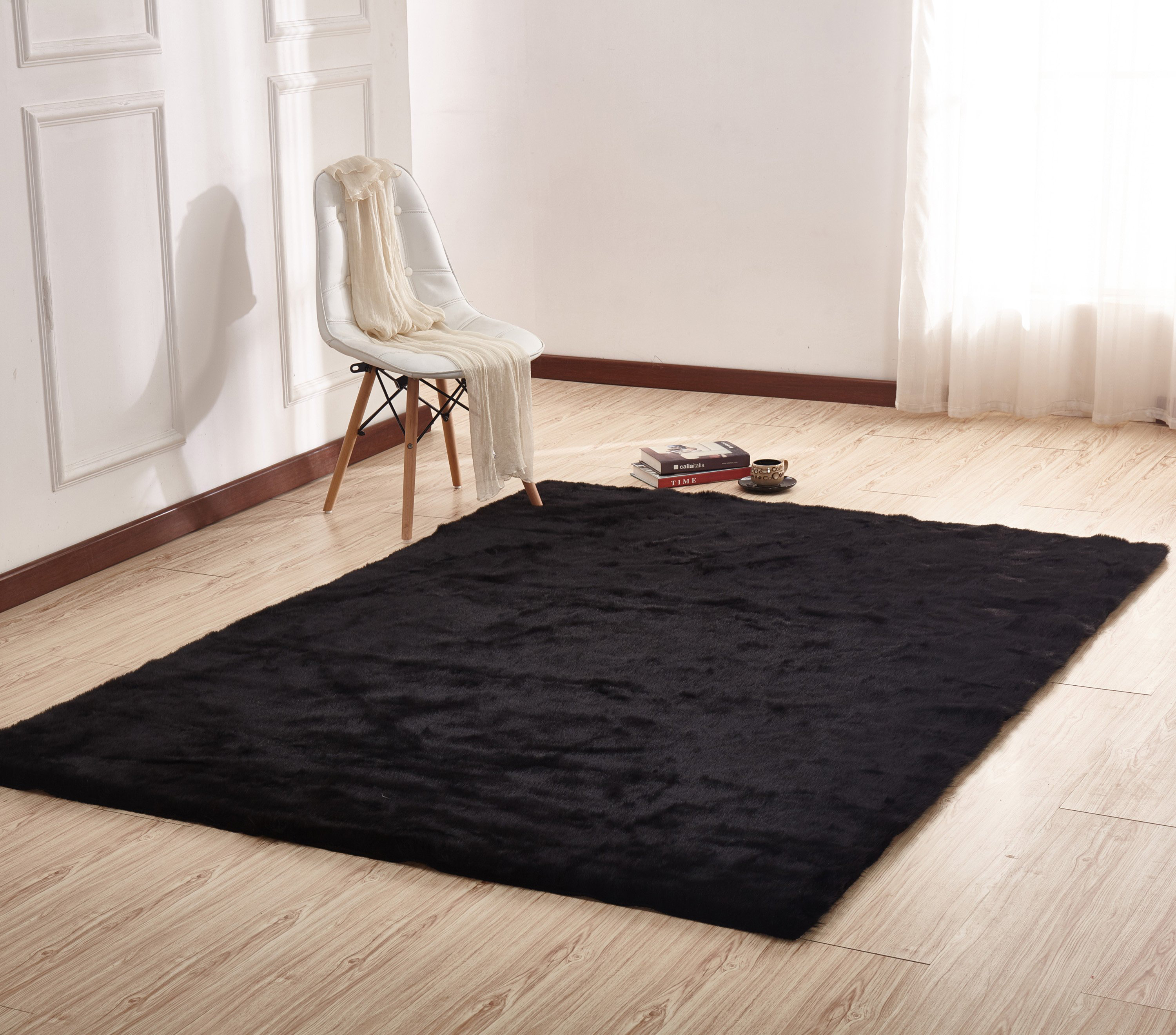 Everly Quinn Flatweave Black Area Rug | Wayfair