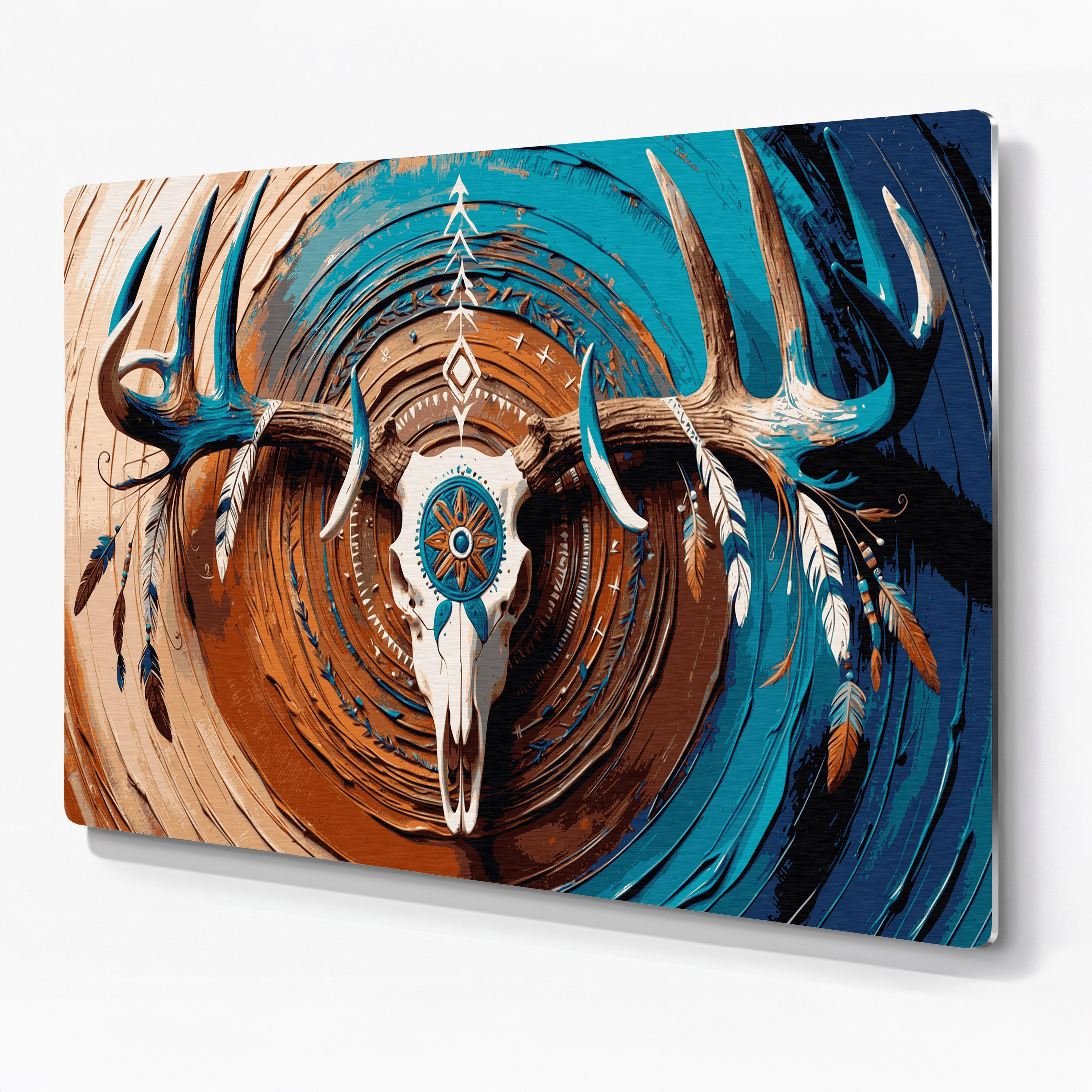 Dakota Fields Southwestern Animals Antler 2 Gray Metal Wall Art | Wayfair
