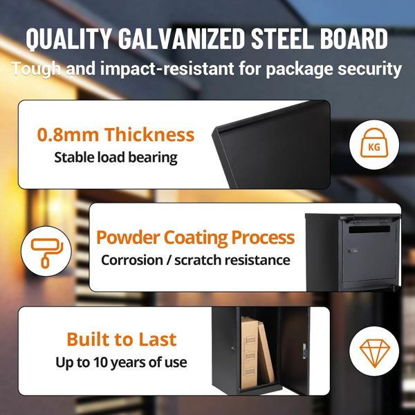 gaomon Anti-Theft Parcel Drop Box, 7.2 Cu Ft, Steel, Combination Lock ...