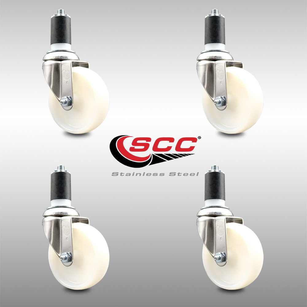 Service Caster 316SS Nylon Wheel Swivel Expanding Stem Caster Set SCC ...