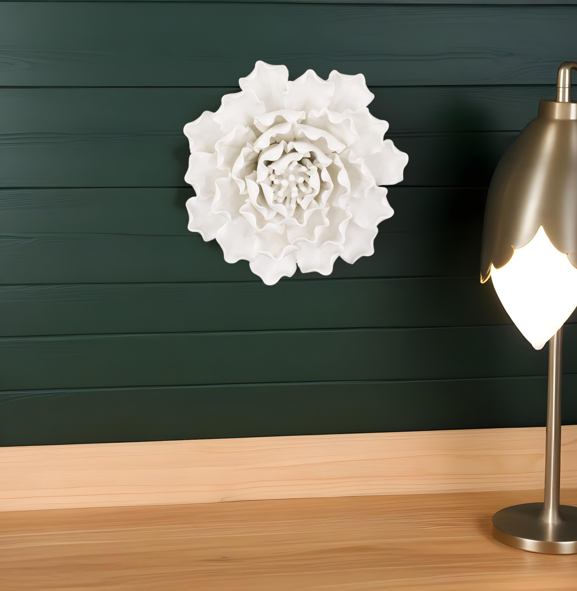 Bungalow Rose Cream Exaggerated Ceramic Flower Wall Art | Wayfair