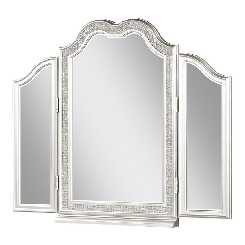 House of Hampton® Tri-Fold Vanity Mirror Silver Oak | Wayfair