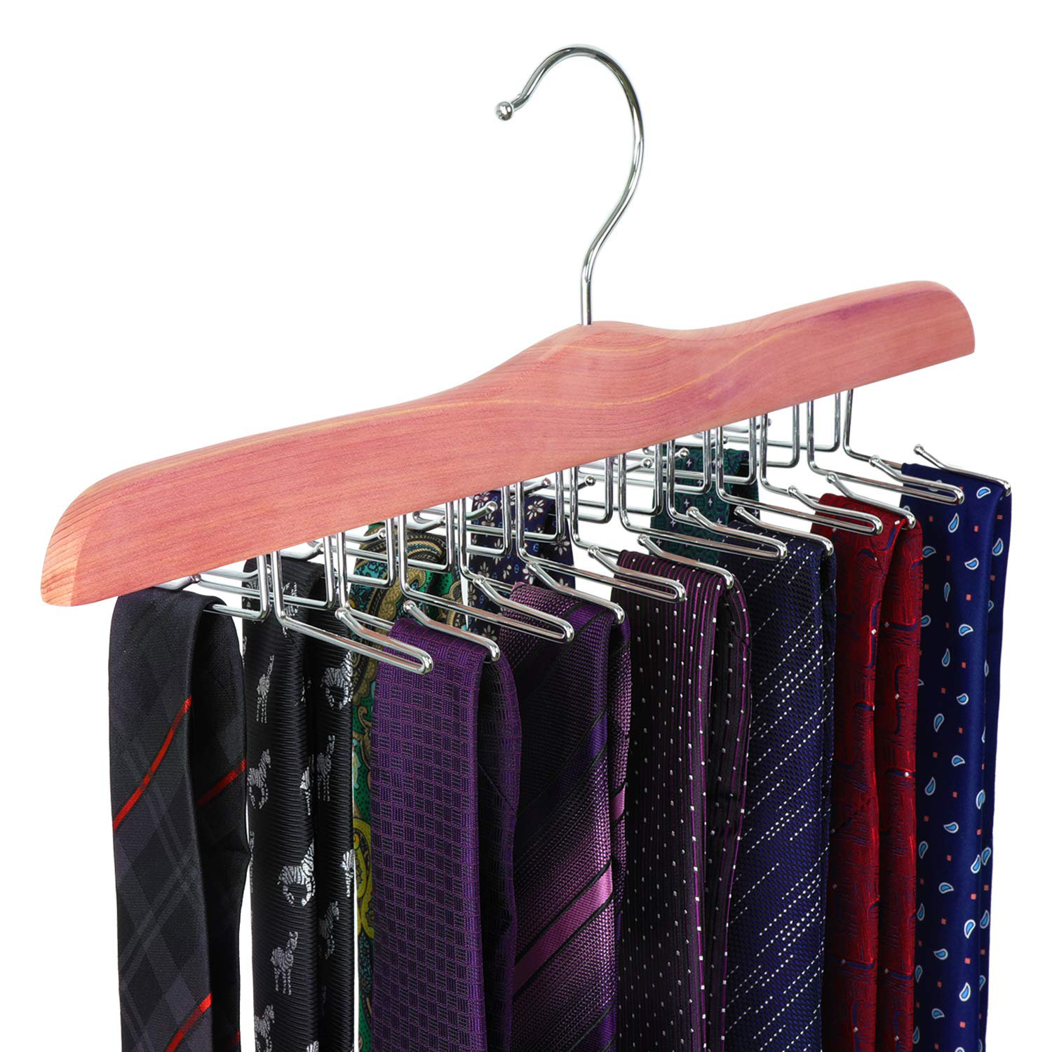 Hokku Designs American Red Cedar Wooden Tie Racks For Closet, 24 Tie ...