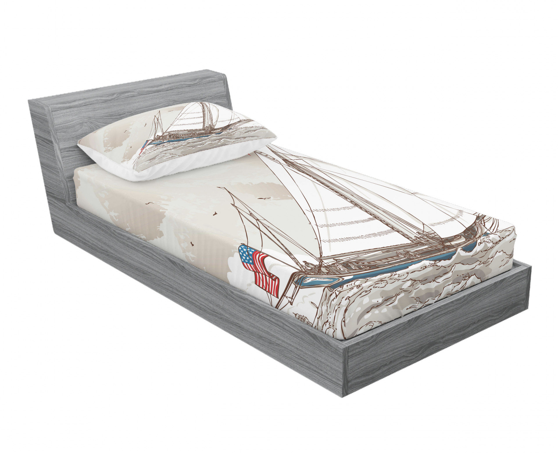 Ambesonne Retro View of Antique American Yacht Flags Sheet Set | Wayfair