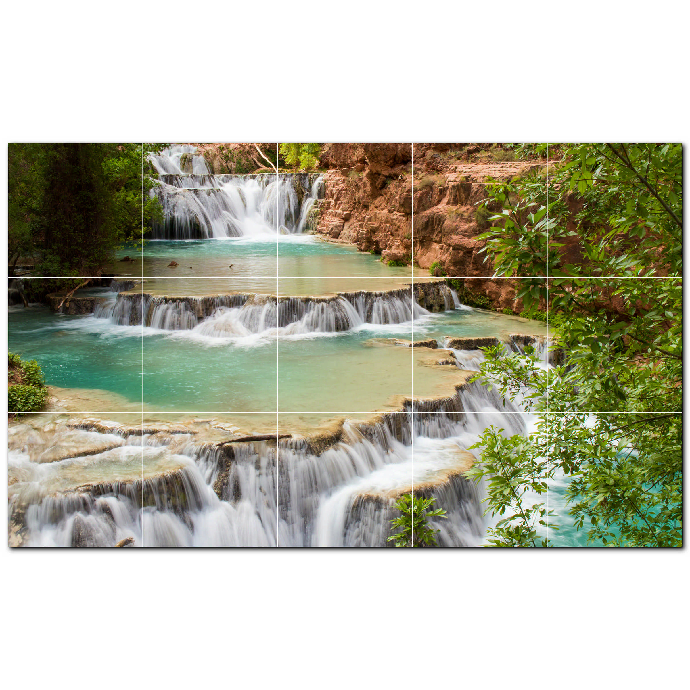 Picture-Tiles.com 30" x 18" Ceramic Waterfalls Photo Decorative Mural ...