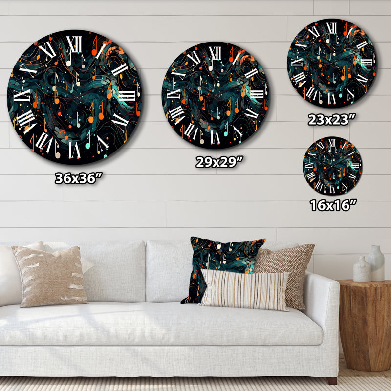 Design Art Waves Of Music Notes In Retro Orange And Blue III Metal Wall ...