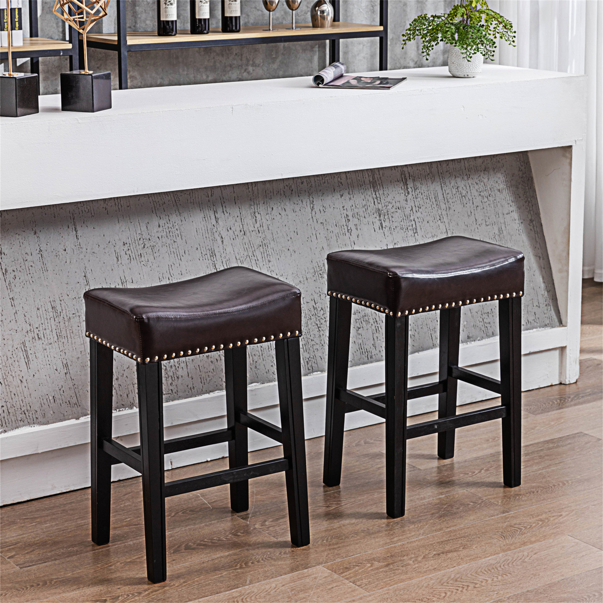 Winston Porter Modern Upholstered Bar Stools With Comfortable Tufted ...