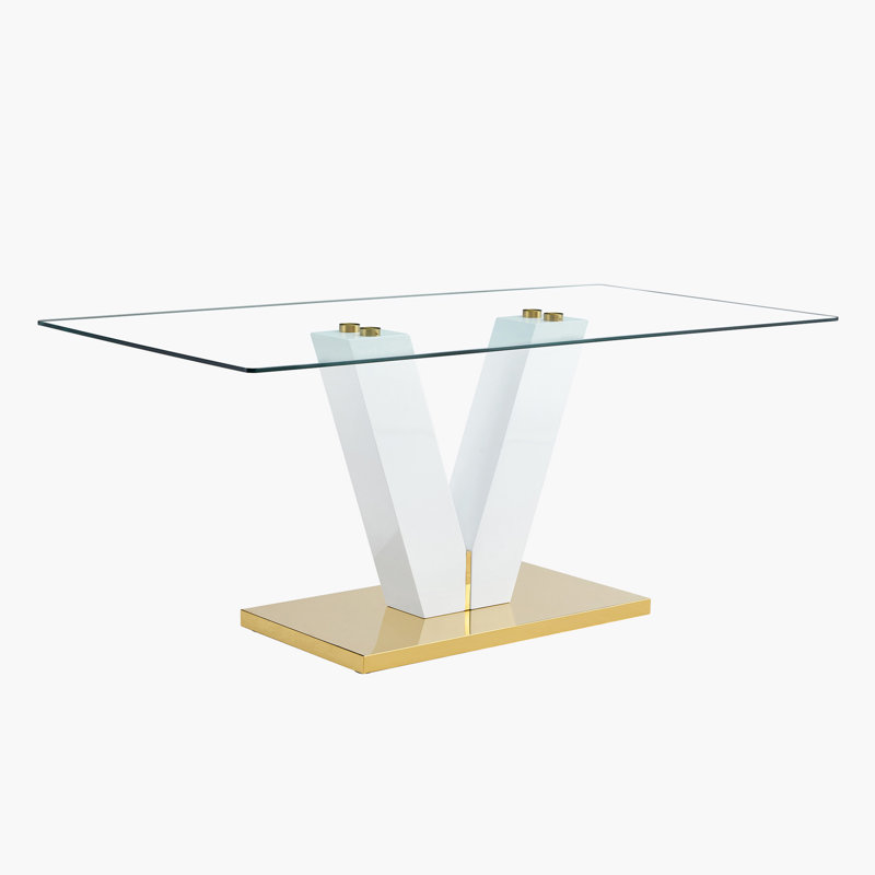 Mercer41 Large Modern Minimalist Rectangular Glass Dining Table | Wayfair